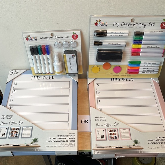 Office | Magnetic Dry Erase Boards 3 Pc Home Office Set Wood Framed And ...